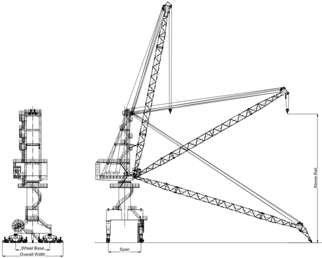 Marine 550t Shipyard Port Cranes , Rack Luffing Pedestal Jib Crane