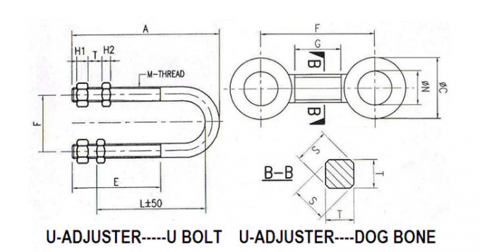 Dog Bone Shackle Tensioner U-Adjuster U-Bolt
